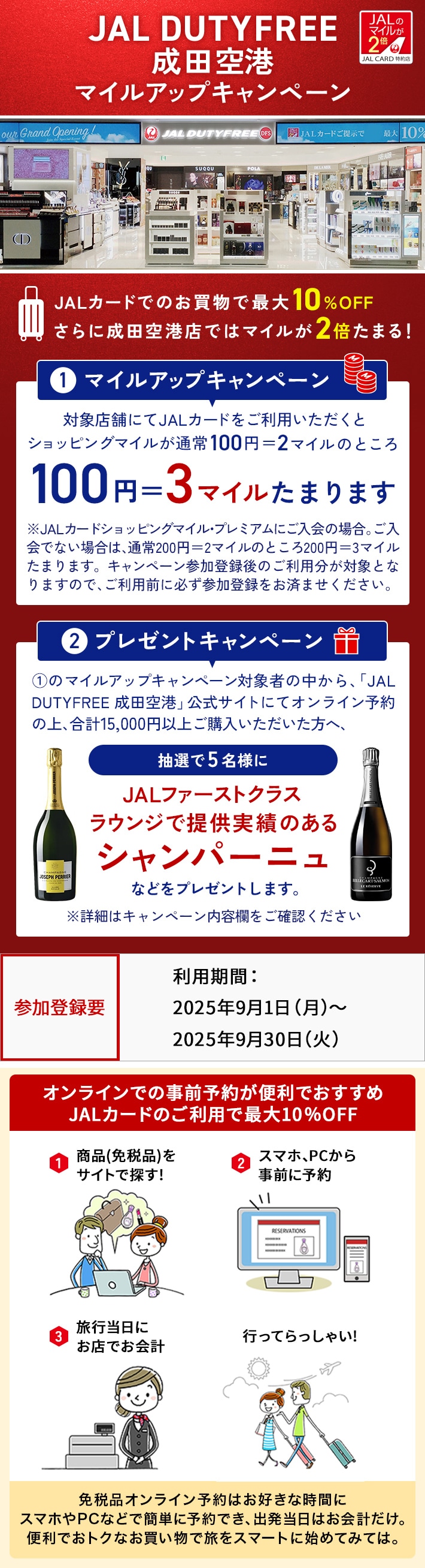 JALカード特約店「JAL DUTYFREE 成田空港」マイルアップキャンペーン