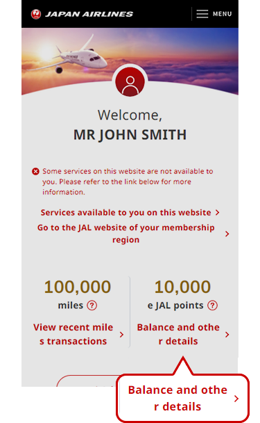 JAL | How to view your e JAL Points balance and validity details