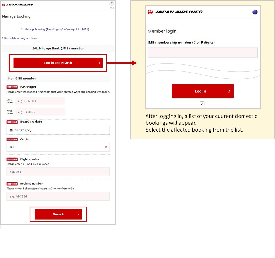 JAL | Guidance for delayed/canceled flights