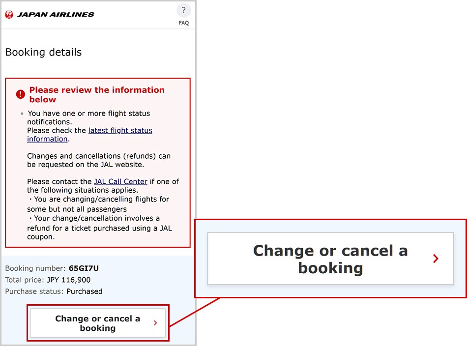 JAL | Guidance for delayed/canceled flights