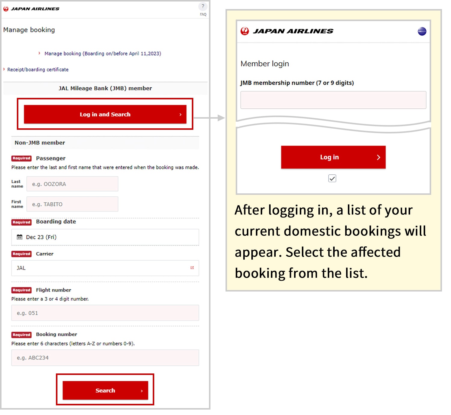 JAL | Confirming a seat or class change