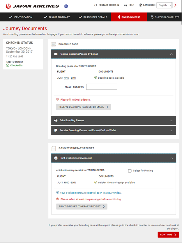 How to use web check-in - JAL International Flights