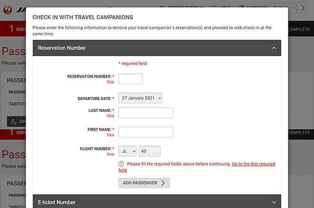 How to use web check-in - JAL International Flights