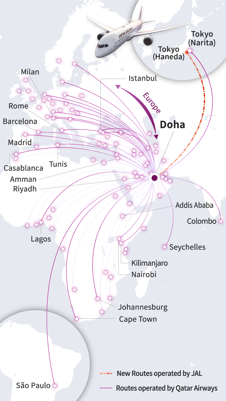 JAL | Tokyo (Haneda) - Doha direct flight now available!